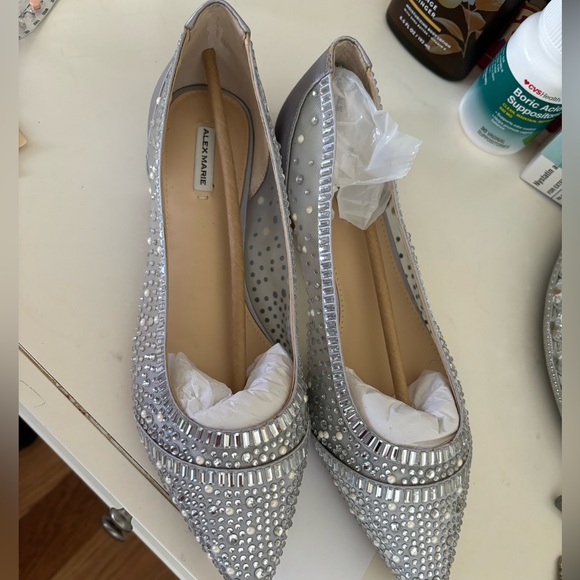 Alex Marie | Shoes | Silver Rhinestone Flats | Poshmark